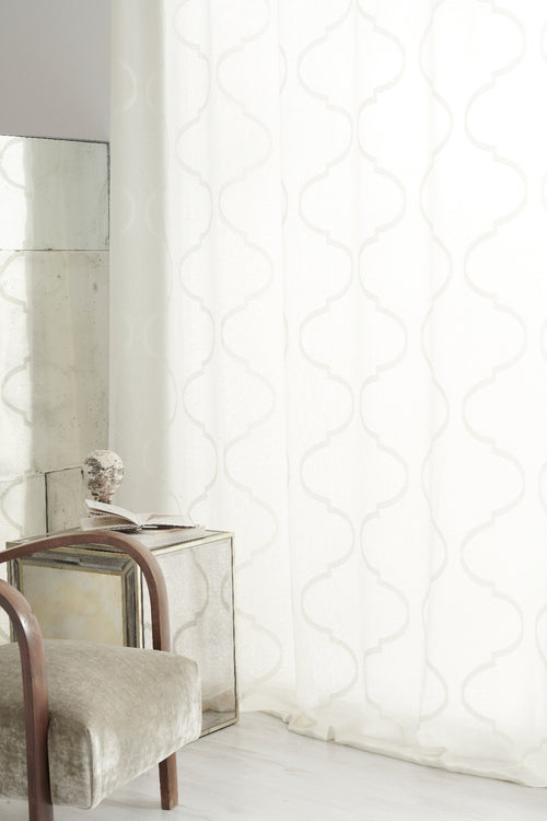 Wool blend curtain with fil coupé borders - Mastro Raphael